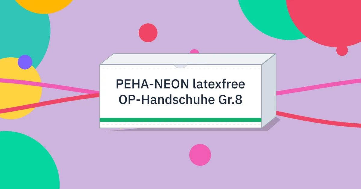 Symbolbild: Packung mit der Aufschrift PEHA-NEON latexfree OP-Handschuhe Gr.8 (PZN 10387224) – Verfügbarkeit und Bezug in Apotheken in Frankfurt am Main
