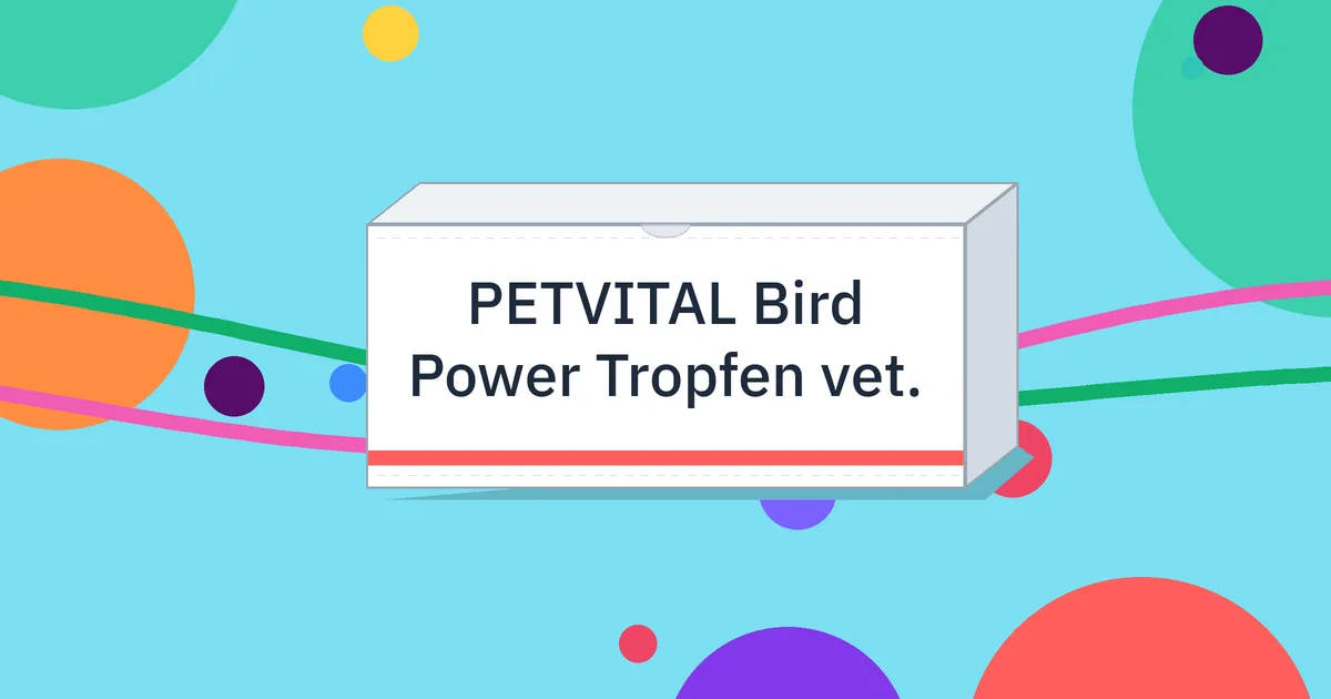Symbolbild: Packung mit der Aufschrift PETVITAL Bird Power Tropfen vet. (PZN 00961596) – Verfügbarkeit und Bezug in Apotheken in Frankfurt am Main
