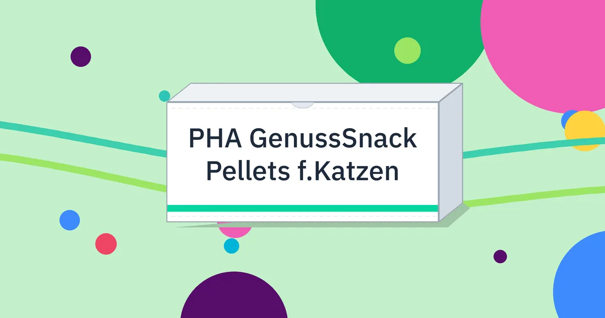 Symbolbild: Packung mit der Aufschrift PHA GenussSnack Pellets f.Katzen (PZN 19182877) – Verfügbarkeit und Bezug in Apotheken in Frankfurt am Main