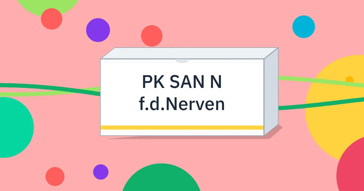 Symbolbild: Packung mit der Aufschrift PK SAN N f.d.Nerven (PZN 07502354) – Verfügbarkeit und Bezug in Apotheken in Frankfurt am Main