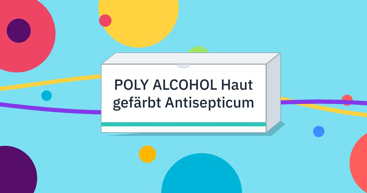 Symbolbild: Packung mit der Aufschrift POLY ALCOHOL Haut gefärbt Antisepticum (PZN 05905154) – Verfügbarkeit und Bezug in Apotheken in Frankfurt am Main