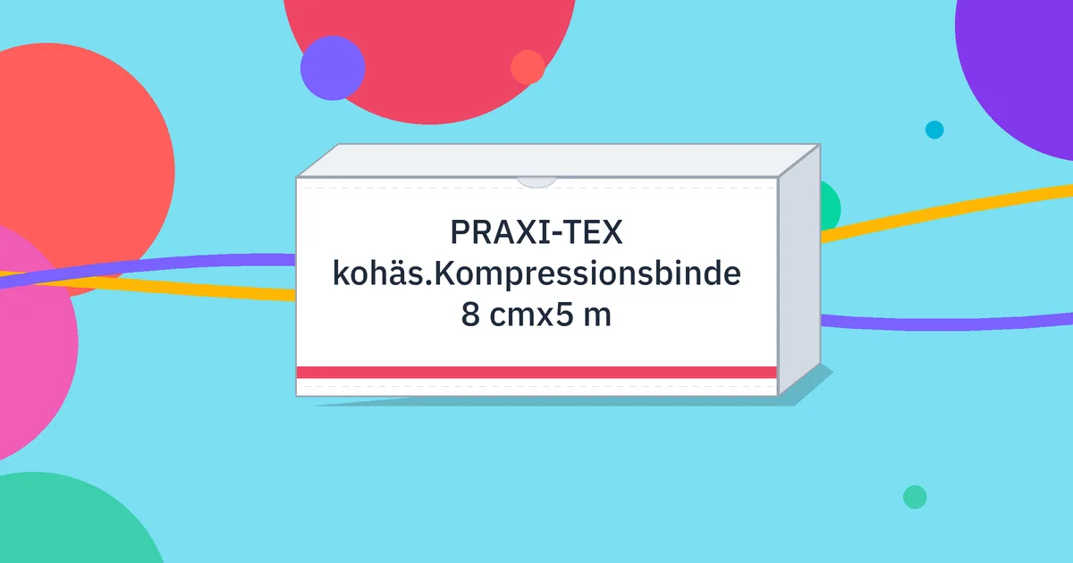Symbolbild: Packung mit der Aufschrift PRAXI-TEX kohäs.Kompressionsbinde 8 cmx5 m (PZN 12827940) – Verfügbarkeit und Bezug in Apotheken in Frankfurt am Main