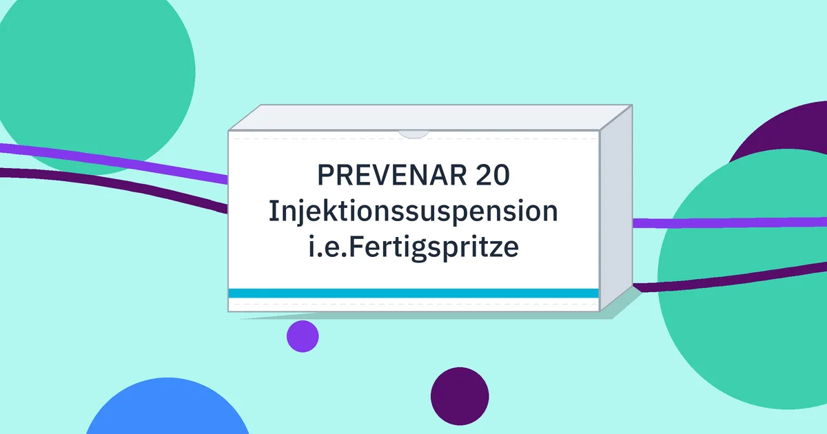 Symbolbild: Packung mit der Aufschrift PREVENAR 20 Injektionssuspension i.e.Fertigspritze (PZN 19830626) – Verfügbarkeit und Bezug in Apotheken in Frankfurt am Main