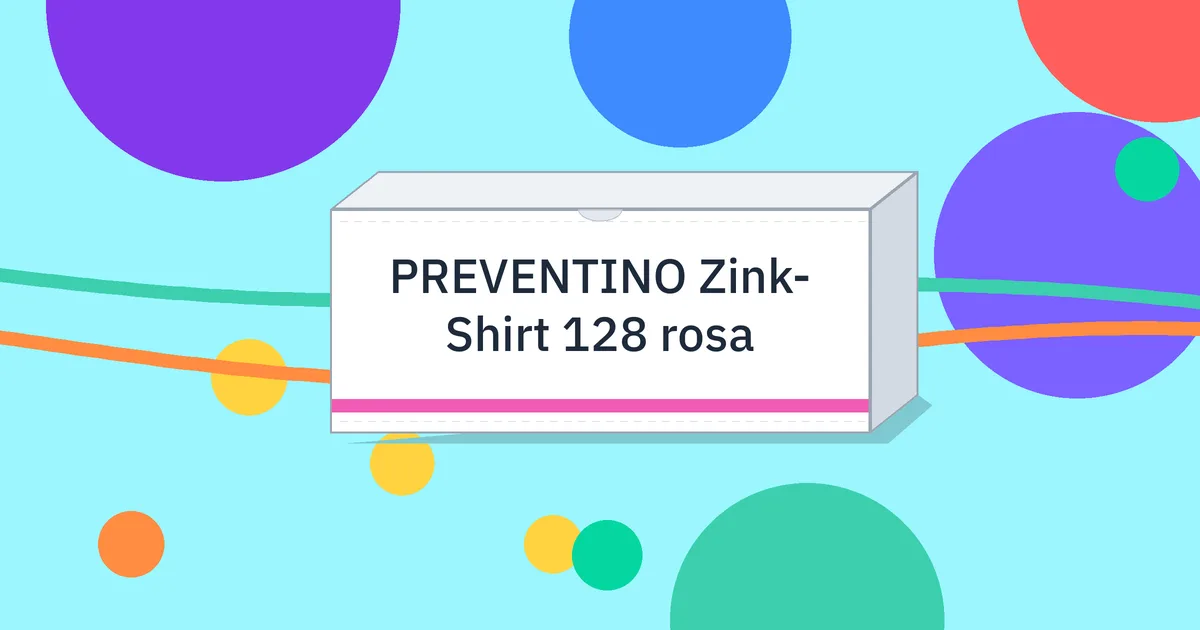 Symbolbild: Packung mit der Aufschrift PREVENTINO Zink-Shirt 128 rosa (PZN 12446899) – Verfügbarkeit und Bezug in Apotheken in Frankfurt am Main