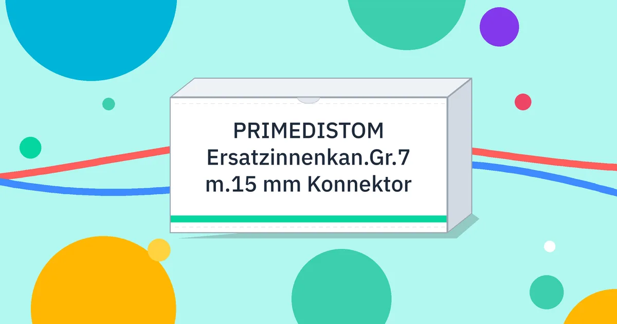 Symbolbild: Packung mit der Aufschrift PRIMEDISTOM Ersatzinnenkan.Gr.7 m.15 mm Konnektor (PZN 10257214) – Verfügbarkeit und Bezug in Apotheken in Frankfurt am Main