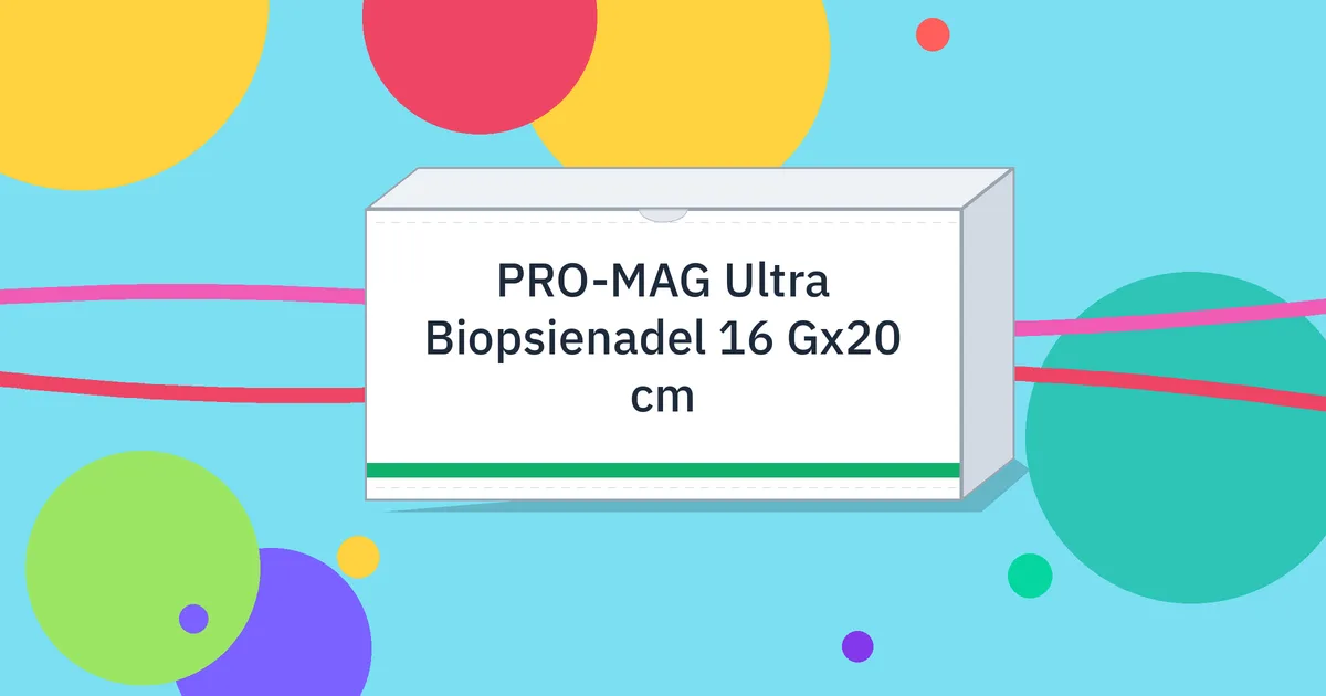 Symbolbild: Packung mit der Aufschrift PRO-MAG Ultra Biopsienadel 16 Gx20 cm (PZN 06769227) – Verfügbarkeit und Bezug in Apotheken in Frankfurt am Main