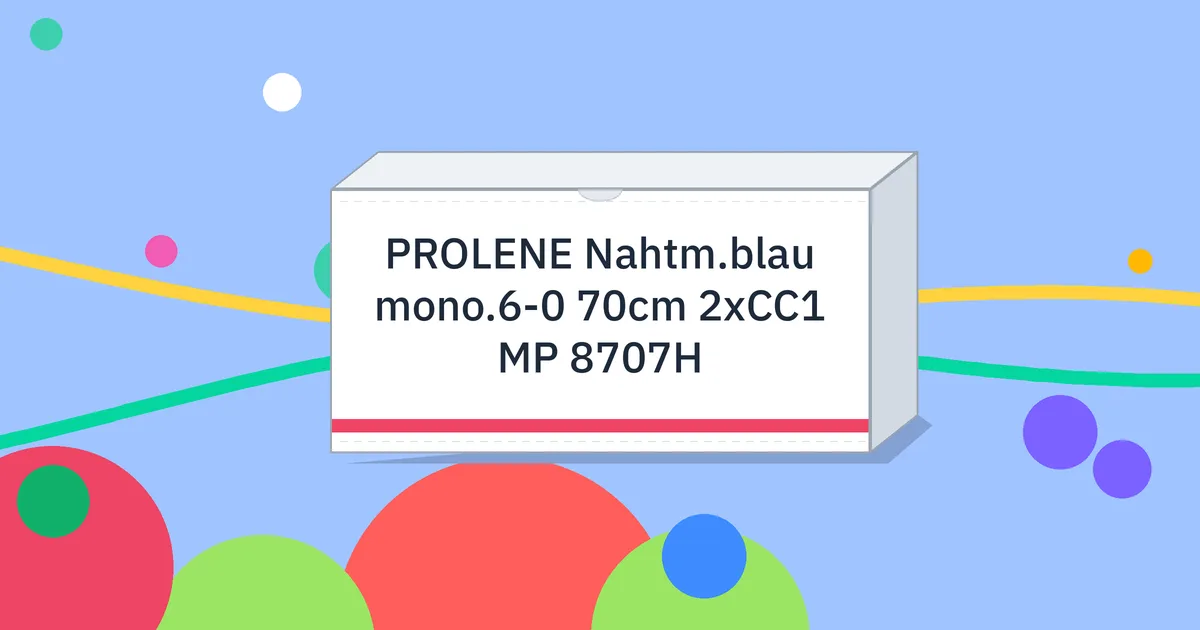 Symbolbild: Packung mit der Aufschrift PROLENE Nahtm.blau mono.6-0 70cm 2xCC1 MP 8707H (PZN 20924114) – Verfügbarkeit und Bezug in Apotheken in Frankfurt am Main