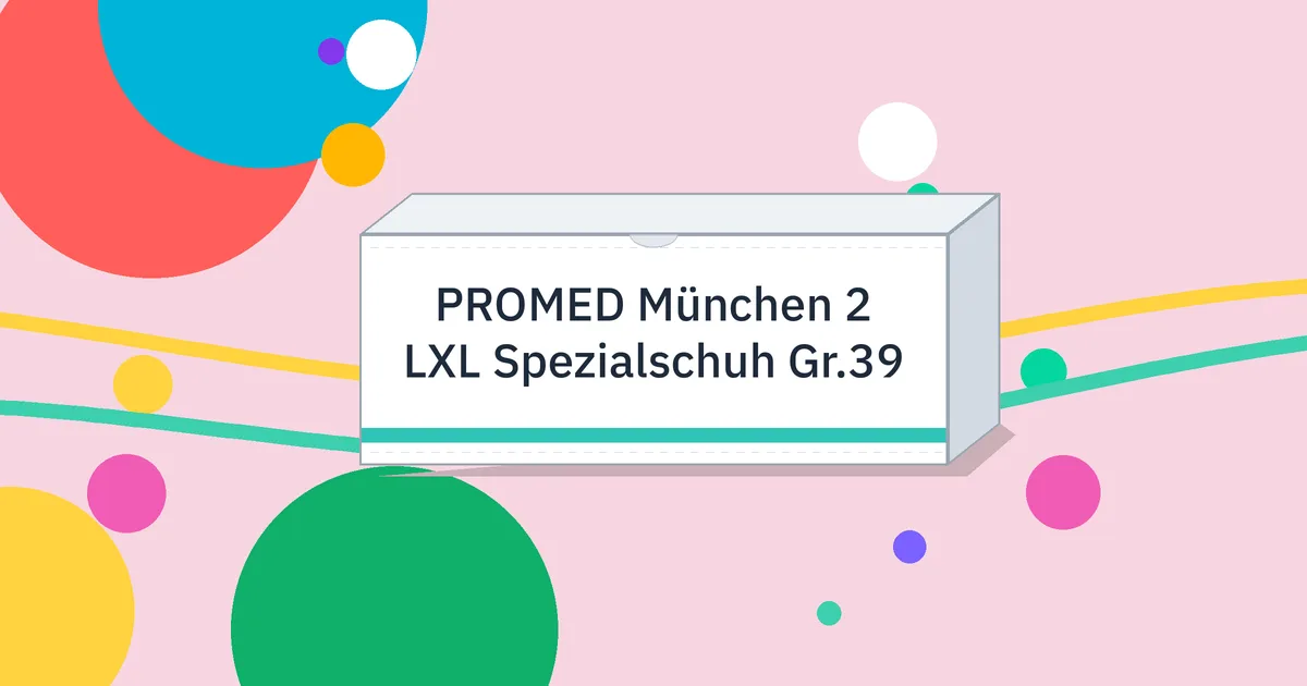 Symbolbild: Packung mit der Aufschrift PROMED München 2 LXL Spezialschuh Gr.39 (PZN 05482914) – Verfügbarkeit und Bezug in Apotheken in Frankfurt am Main