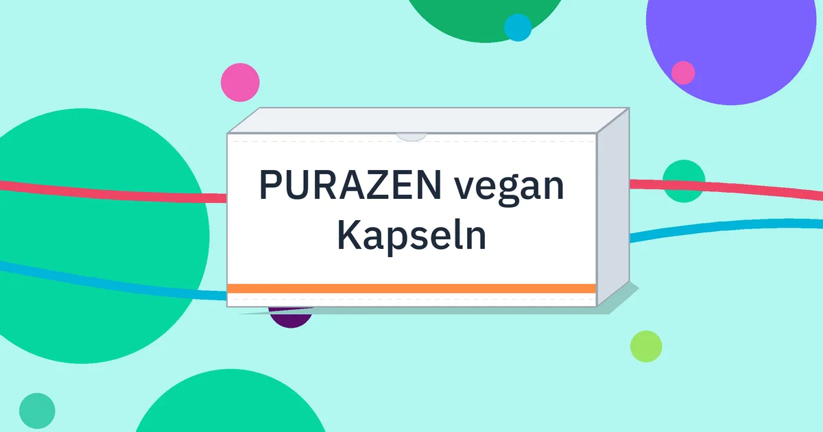 Symbolbild: Packung mit der Aufschrift PURAZEN vegan Kapseln (PZN 18656385) – Verfügbarkeit und Bezug in Apotheken in Frankfurt am Main
