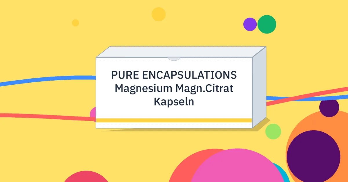 Symbolbild: Packung mit der Aufschrift PURE ENCAPSULATIONS Magnesium Magn.Citrat Kapseln (PZN 05133036) – Verfügbarkeit und Bezug in Apotheken in Frankfurt am Main
