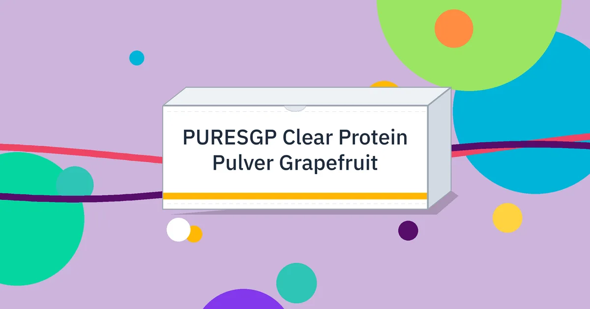 Symbolbild: Packung mit der Aufschrift PURESGP Clear Protein Pulver Grapefruit (PZN 20574140) – Verfügbarkeit und Bezug in Apotheken in Frankfurt am Main