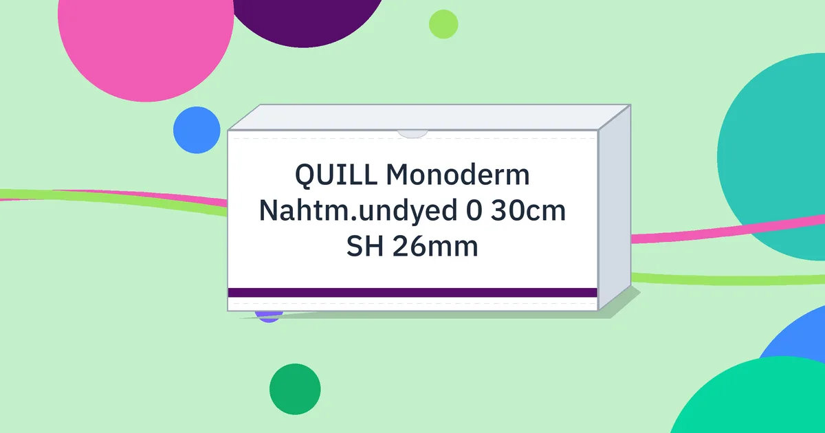 Symbolbild: Packung mit der Aufschrift QUILL Monoderm Nahtm.undyed 0 30cm SH 26mm (PZN 17987826) – Verfügbarkeit und Bezug in Apotheken in Frankfurt am Main