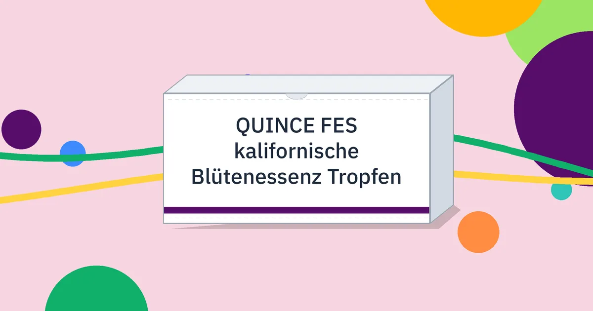 Symbolbild: Packung mit der Aufschrift QUINCE FES kalifornische Blütenessenz Tropfen (PZN 09173802) – Verfügbarkeit und Bezug in Apotheken in Frankfurt am Main