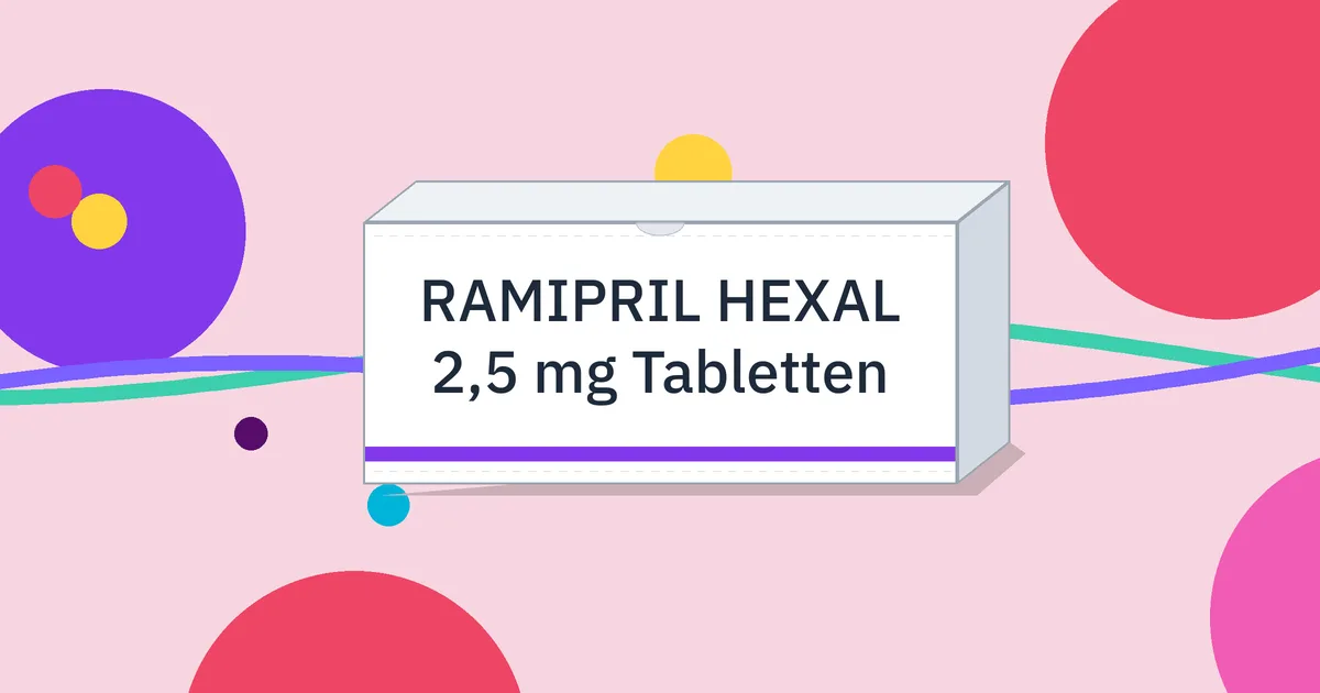 Symbolbild: Packung mit der Aufschrift RAMIPRIL HEXAL 2,5 mg Tabletten (PZN 00760969) – Verfügbarkeit und Bezug in Apotheken in Frankfurt am Main