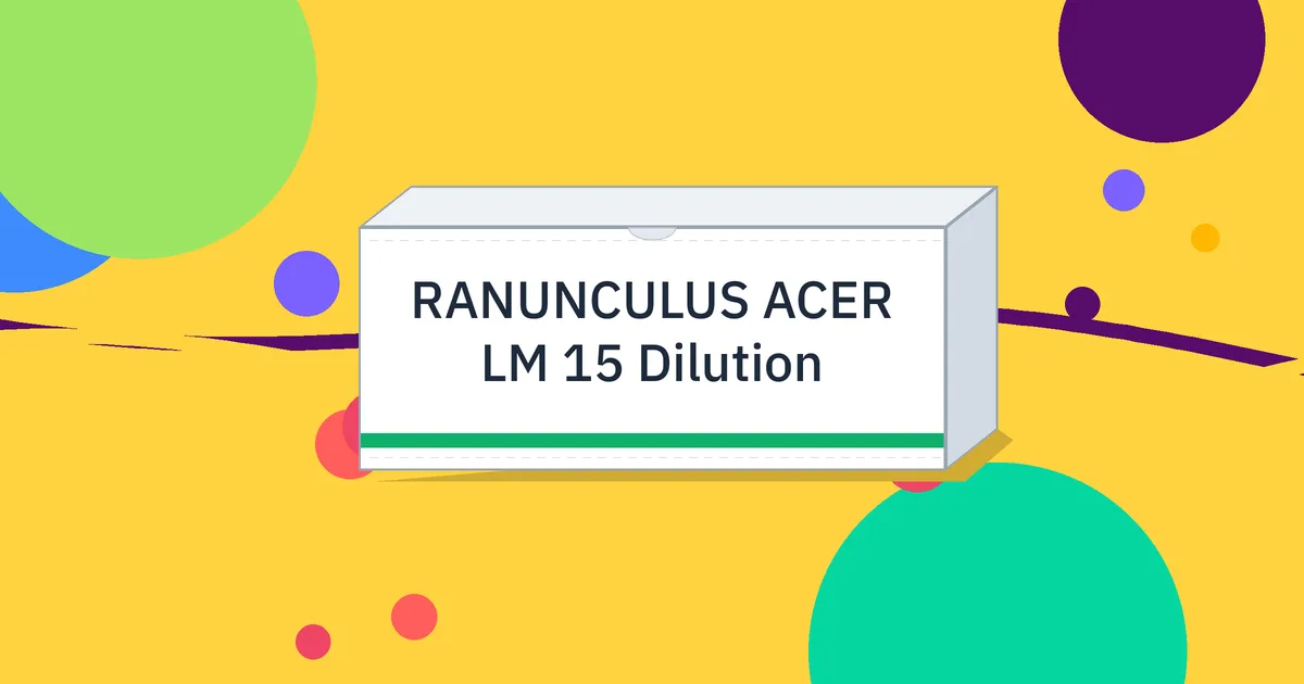 Symbolbild: Packung mit der Aufschrift RANUNCULUS ACER LM 15 Dilution (PZN 13675538) – Verfügbarkeit und Bezug in Apotheken in Frankfurt am Main