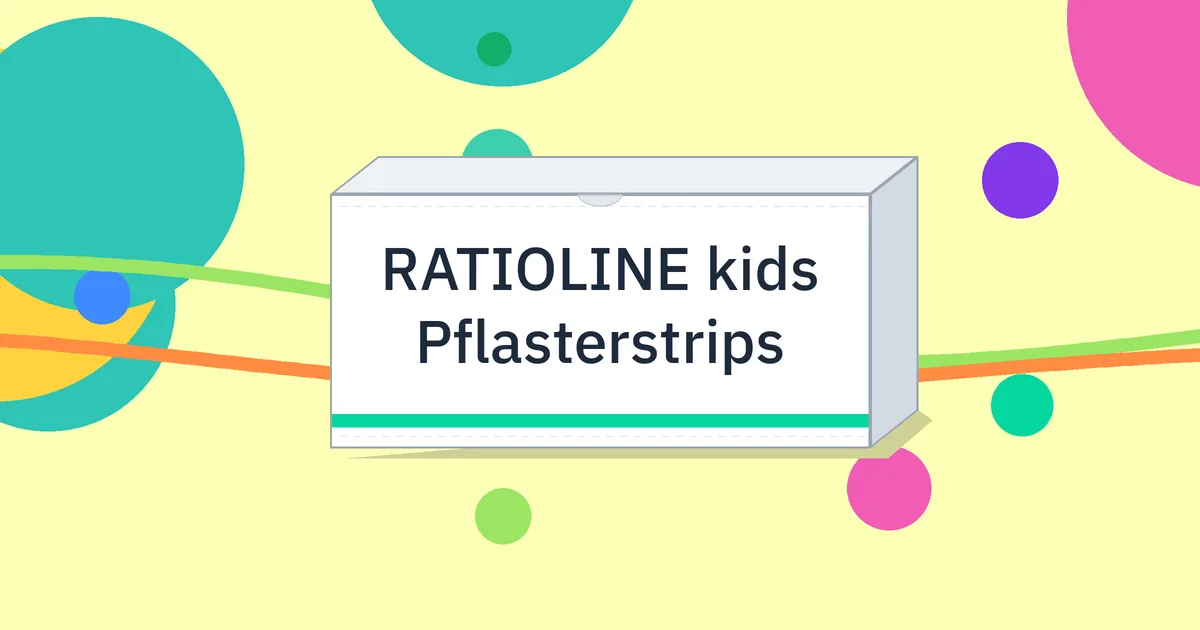 Symbolbild: Packung mit der Aufschrift RATIOLINE kids Pflasterstrips (PZN 01805220) – Verfügbarkeit und Bezug in Apotheken in Frankfurt am Main