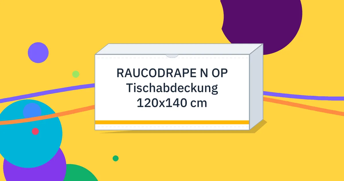 Symbolbild: Packung mit der Aufschrift RAUCODRAPE N OP Tischabdeckung 120x140 cm (PZN 06680533) – Verfügbarkeit und Bezug in Apotheken in Frankfurt am Main