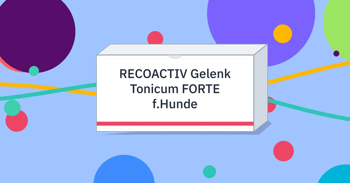 Symbolbild: Packung mit der Aufschrift RECOACTIV Gelenk Tonicum FORTE f.Hunde (PZN 12391980) – Verfügbarkeit und Bezug in Apotheken in Frankfurt am Main