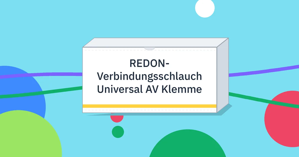 Symbolbild: Packung mit der Aufschrift REDON-Verbindungsschlauch Universal AV Klemme (PZN 17485622) – Verfügbarkeit und Bezug in Apotheken in Frankfurt am Main