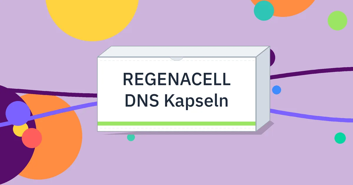 Symbolbild: Packung mit der Aufschrift REGENACELL DNS Kapseln (PZN 07576430) – Verfügbarkeit und Bezug in Apotheken in Frankfurt am Main