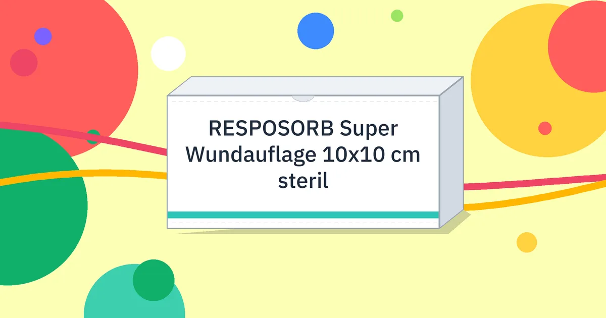 Symbolbild: Packung mit der Aufschrift RESPOSORB Super Wundauflage 10x10 cm steril (PZN 20599298) – Verfügbarkeit und Bezug in Apotheken in Frankfurt am Main