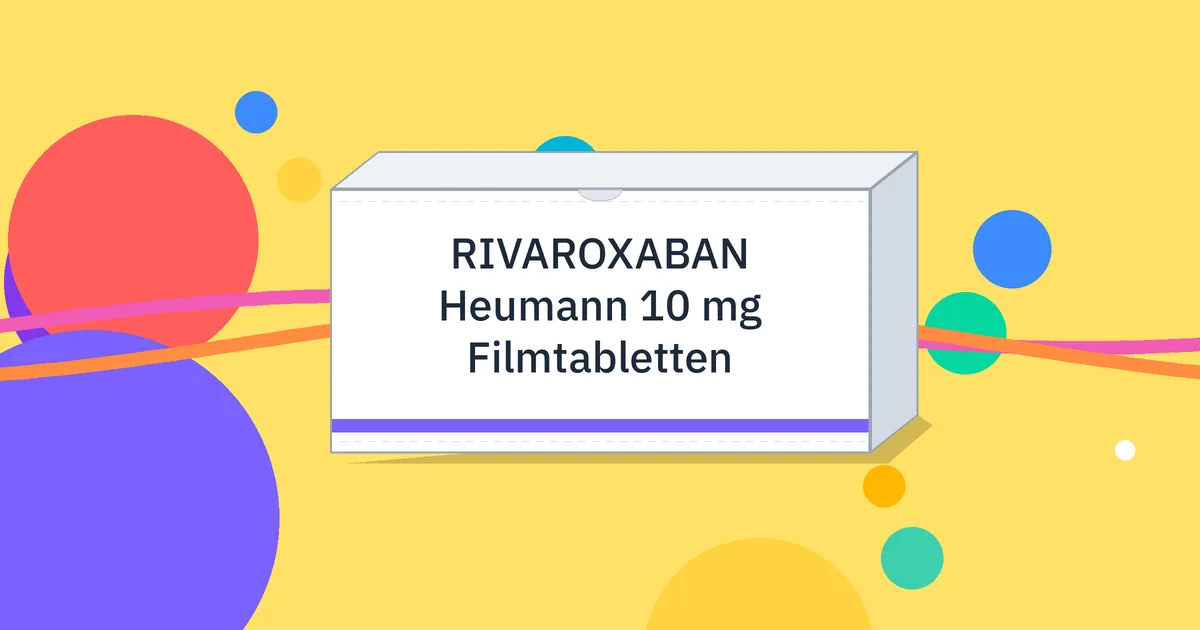 Symbolbild: Packung mit der Aufschrift RIVAROXABAN Heumann 10 mg Filmtabletten (PZN 18840628) – Verfügbarkeit und Bezug in Apotheken in Frankfurt am Main