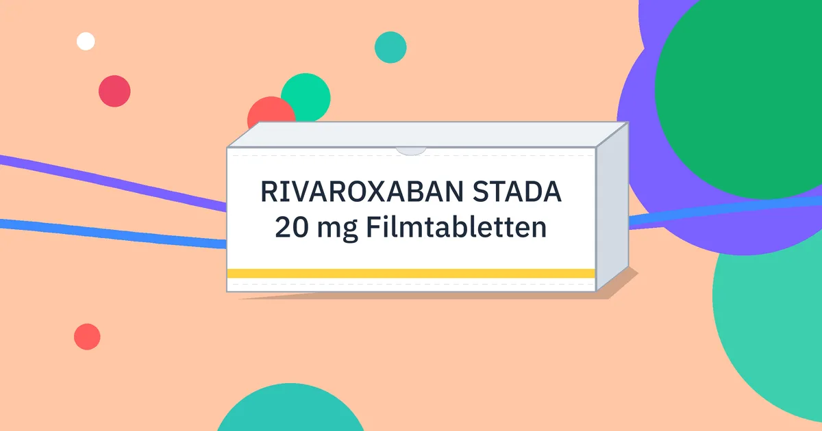 Symbolbild: Packung mit der Aufschrift RIVAROXABAN STADA 20 mg Filmtabletten (PZN 18358854) – Verfügbarkeit und Bezug in Apotheken in Frankfurt am Main