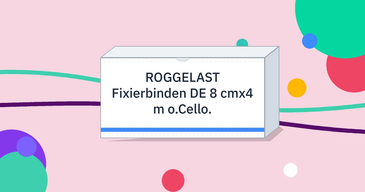 Symbolbild: Packung mit der Aufschrift ROGGELAST Fixierbinden DE 8 cmx4 m o.Cello. (PZN 18375290) – Verfügbarkeit und Bezug in Apotheken in Frankfurt am Main