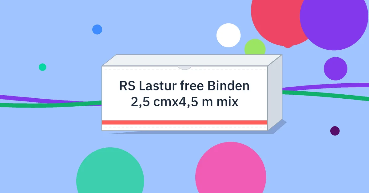 Symbolbild: Packung mit der Aufschrift RS Lastur free Binden 2,5 cmx4,5 m mix (PZN 01663406) – Verfügbarkeit und Bezug in Apotheken in Frankfurt am Main