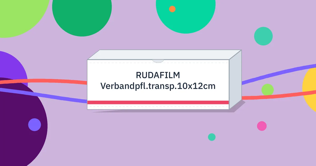 Symbolbild: Packung mit der Aufschrift RUDAFILM Verbandpfl.transp.10x12cm (PZN 07391848) – Verfügbarkeit und Bezug in Apotheken in Frankfurt am Main