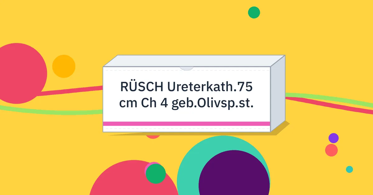 Symbolbild: Packung mit der Aufschrift RÜSCH Ureterkath.75 cm Ch 4 geb.Olivsp.st. (PZN 04249044) – Verfügbarkeit und Bezug in Apotheken in Frankfurt am Main