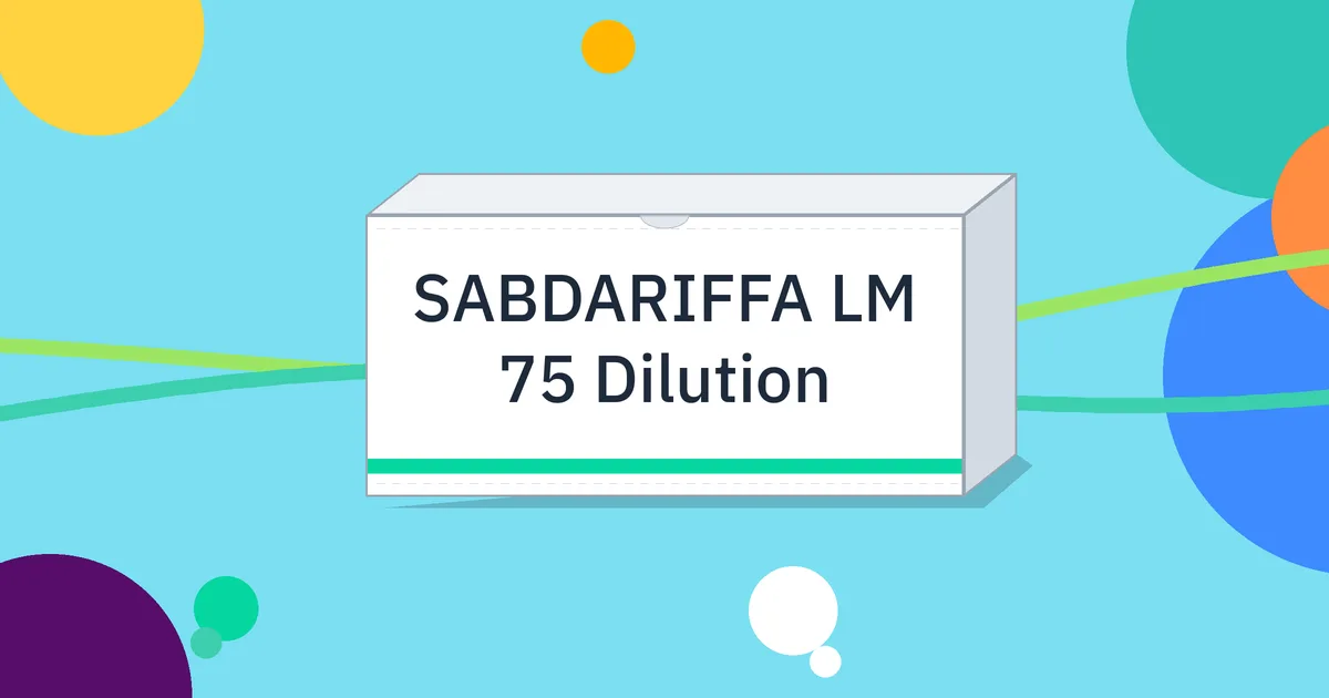 Symbolbild: Packung mit der Aufschrift SABDARIFFA LM 75 Dilution (PZN 13175698) – Verfügbarkeit und Bezug in Apotheken in Frankfurt am Main