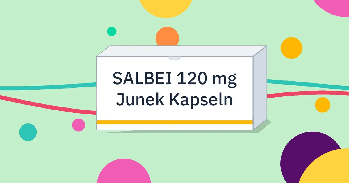 Symbolbild: Packung mit der Aufschrift SALBEI 120 mg Junek Kapseln (PZN 00993828) – Verfügbarkeit und Bezug in Apotheken in Frankfurt am Main