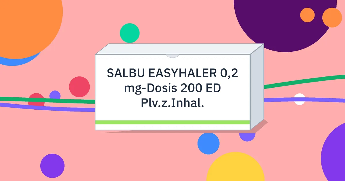 Symbolbild: Packung mit der Aufschrift SALBU EASYHALER 0,2 mg-Dosis 200 ED Plv.z.Inhal. (PZN 06102109) – Verfügbarkeit und Bezug in Apotheken in Frankfurt am Main
