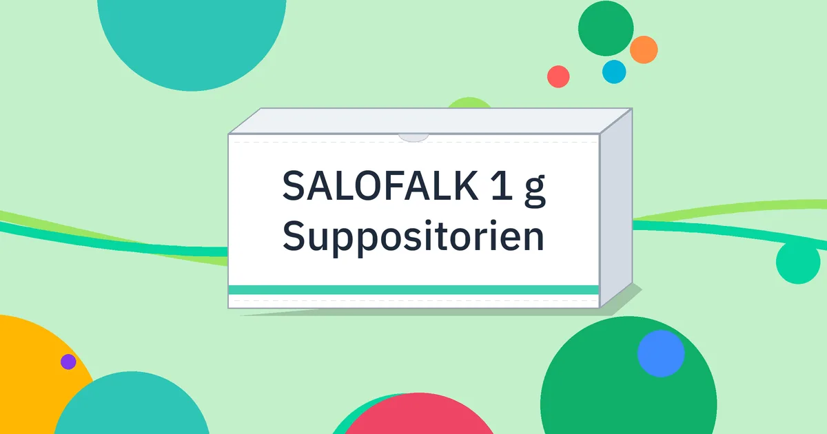 Symbolbild: Packung mit der Aufschrift SALOFALK 1 g Suppositorien (PZN 14240452) – Verfügbarkeit und Bezug in Apotheken in Frankfurt am Main