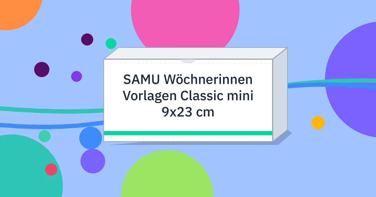 Symbolbild: Packung mit der Aufschrift SAMU Wöchnerinnen Vorlagen Classic mini 9x23 cm (PZN 20189347) – Verfügbarkeit und Bezug in Apotheken in Frankfurt am Main