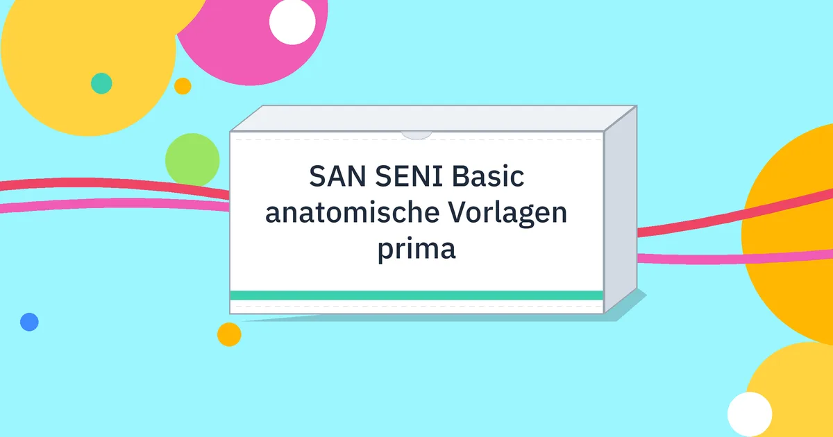 Symbolbild: Packung mit der Aufschrift SAN SENI Basic anatomische Vorlagen prima (PZN 13228621) – Verfügbarkeit und Bezug in Apotheken in Frankfurt am Main