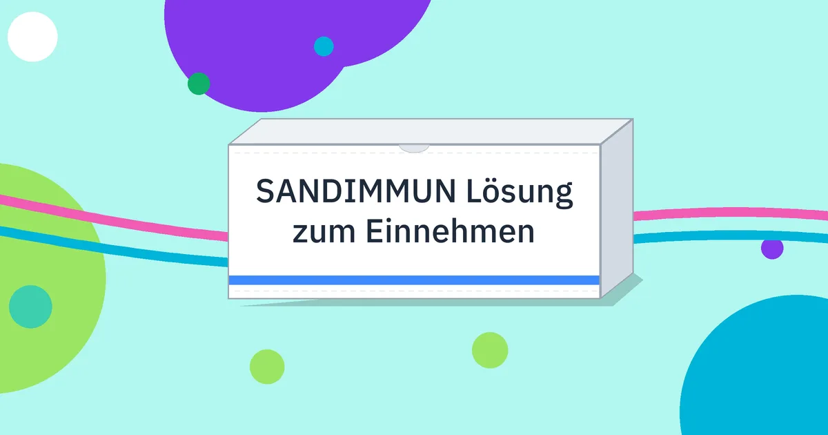 Symbolbild: Packung mit der Aufschrift SANDIMMUN Lösung zum Einnehmen (PZN 04289233) – Verfügbarkeit und Bezug in Apotheken in Frankfurt am Main