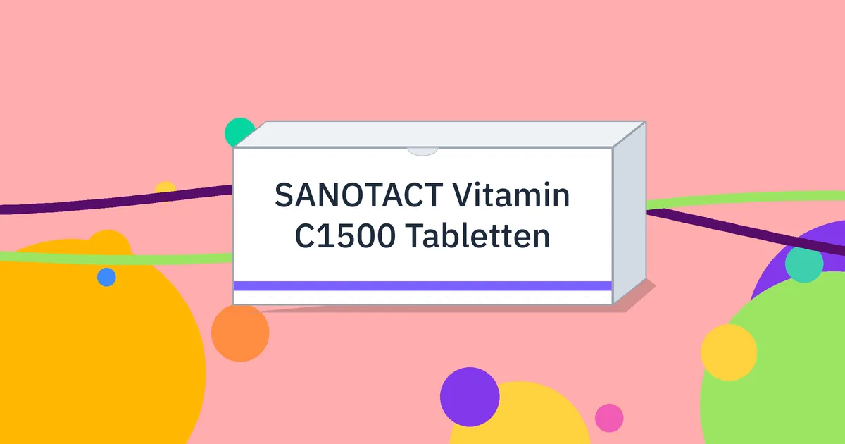 Symbolbild: Packung mit der Aufschrift SANOTACT Vitamin C1500 Tabletten (PZN 20098811) – Verfügbarkeit und Bezug in Apotheken in Frankfurt am Main