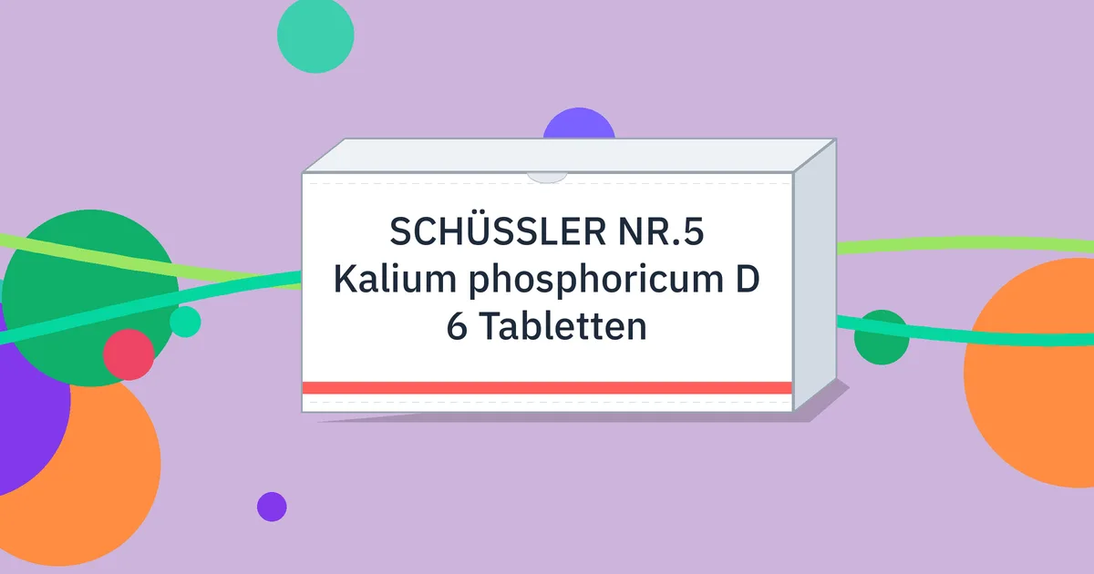 Symbolbild: Packung mit der Aufschrift SCHÜSSLER NR.5 Kalium phosphoricum D 6 Tabletten (PZN 13576799) – Verfügbarkeit und Bezug in Apotheken in Frankfurt am Main