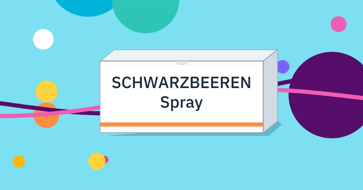 Symbolbild: Packung mit der Aufschrift SCHWARZBEEREN Spray (PZN 11713602) – Verfügbarkeit und Bezug in Apotheken in Frankfurt am Main