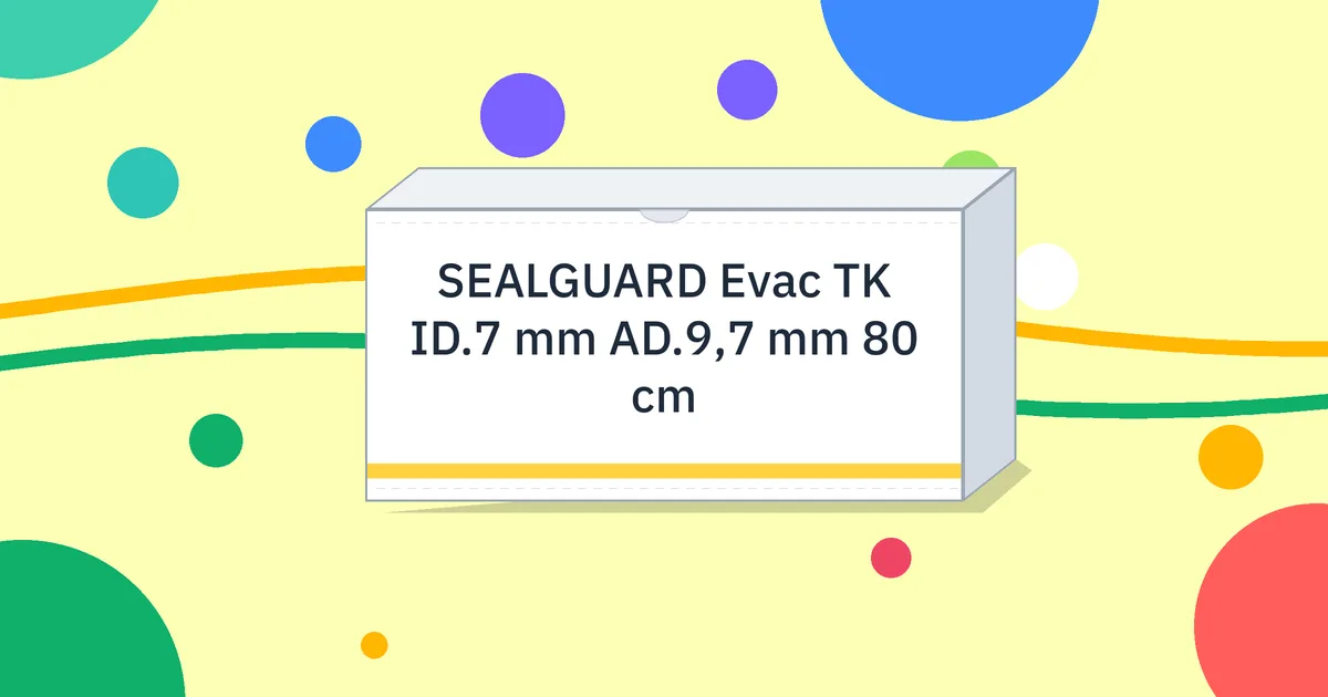 Symbolbild: Packung mit der Aufschrift SEALGUARD Evac TK ID.7 mm AD.9,7 mm 80 cm (PZN 06792918) – Verfügbarkeit und Bezug in Apotheken in Frankfurt am Main