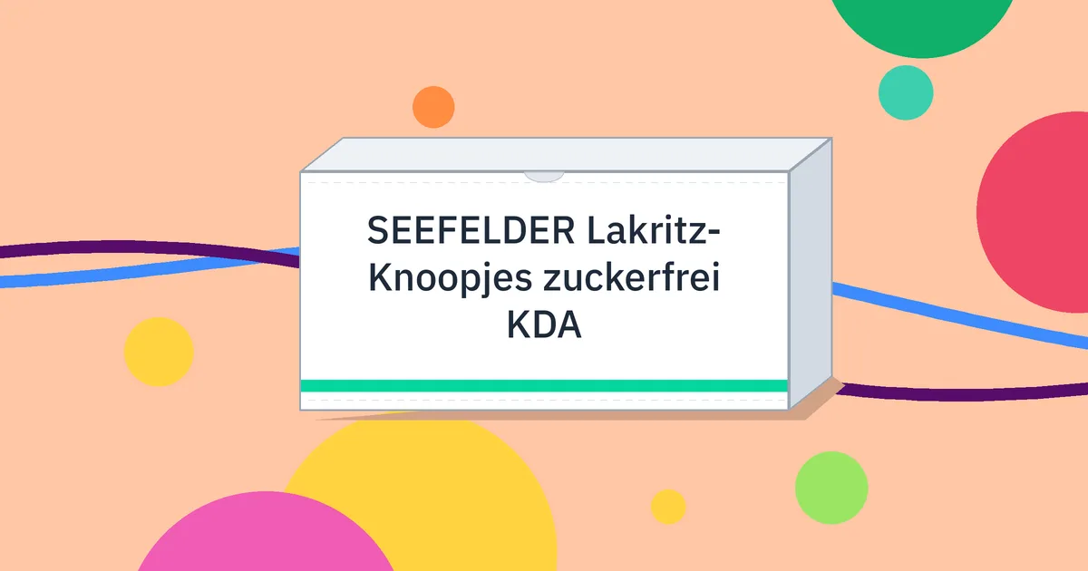 Symbolbild: Packung mit der Aufschrift SEEFELDER Lakritz-Knoopjes zuckerfrei KDA (PZN 01530734) – Verfügbarkeit und Bezug in Apotheken in Frankfurt am Main