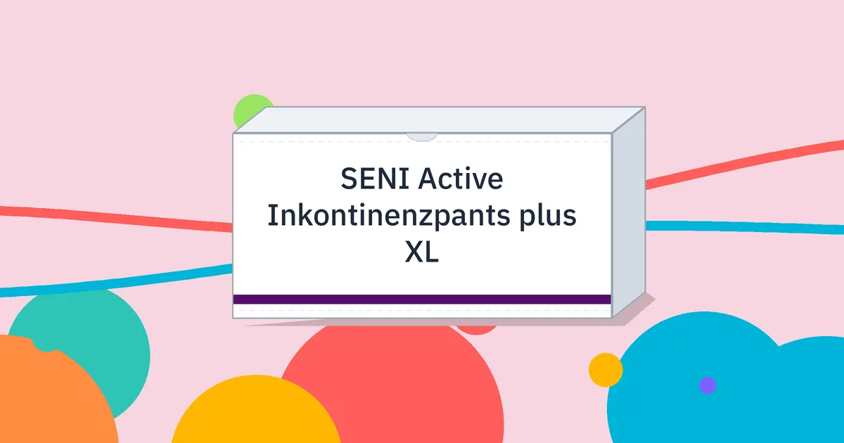 Symbolbild: Packung mit der Aufschrift SENI Active Inkontinenzpants plus XL (PZN 07228858) – Verfügbarkeit und Bezug in Apotheken in Frankfurt am Main