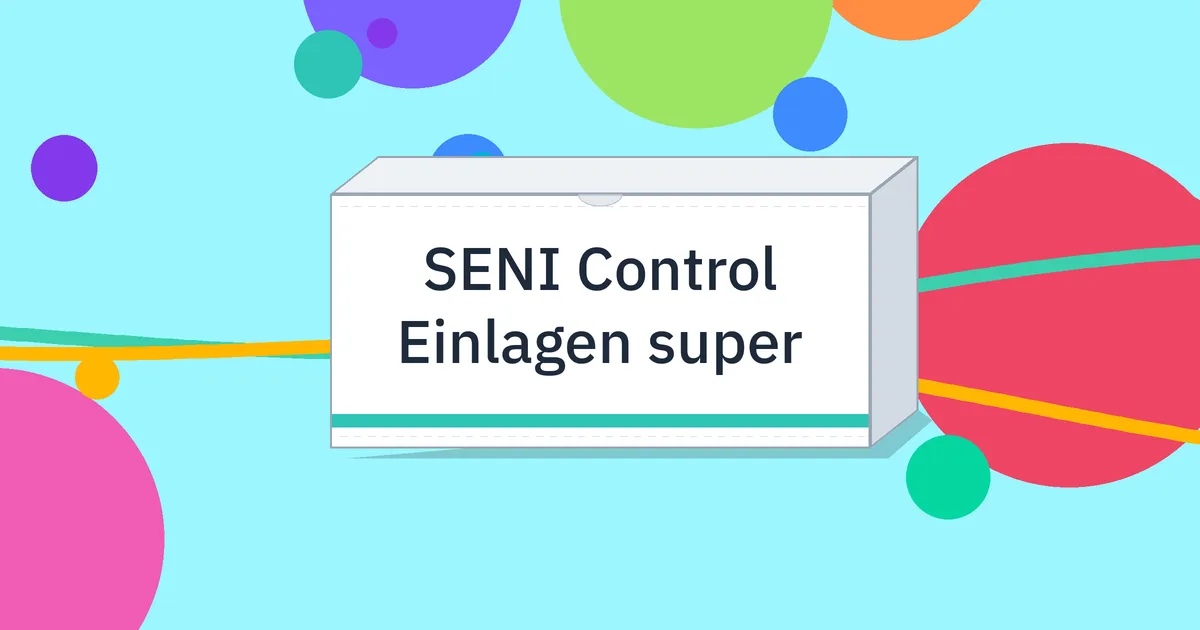 Symbolbild: Packung mit der Aufschrift SENI Control Einlagen super (PZN 15734943) – Verfügbarkeit und Bezug in Apotheken in Frankfurt am Main
