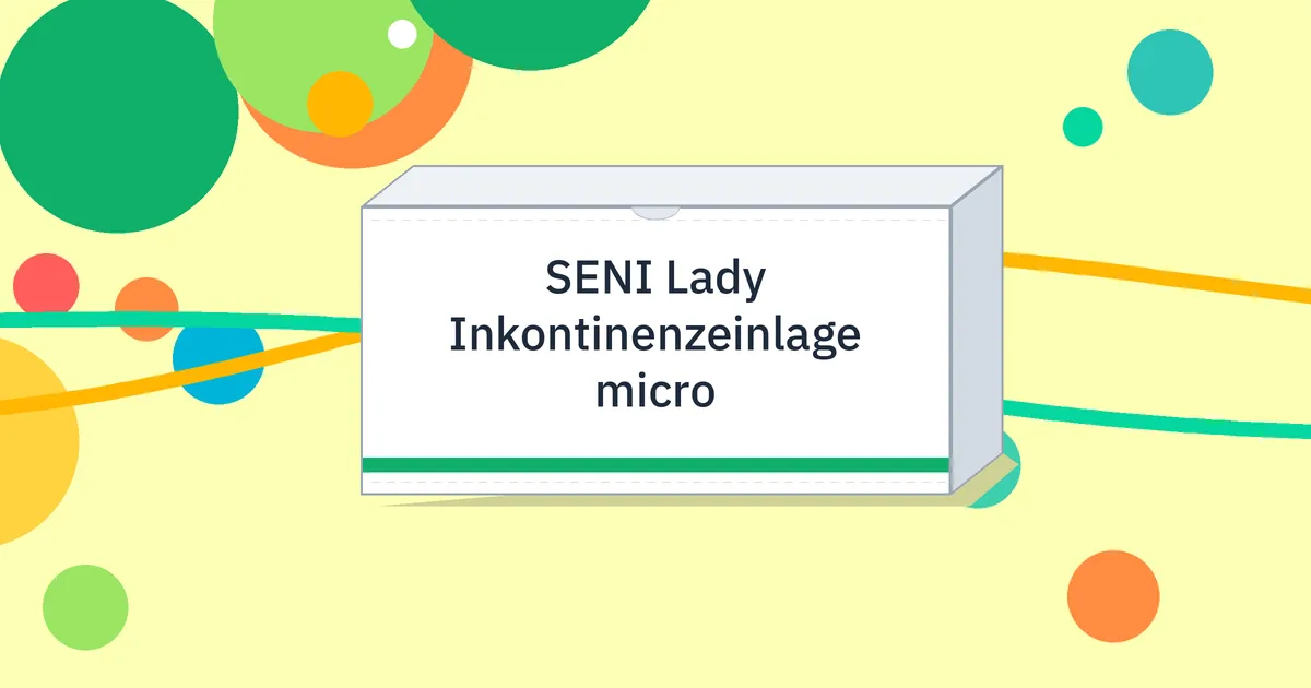 Symbolbild: Packung mit der Aufschrift SENI Lady Inkontinenzeinlage micro (PZN 11350105) – Verfügbarkeit und Bezug in Apotheken in Frankfurt am Main