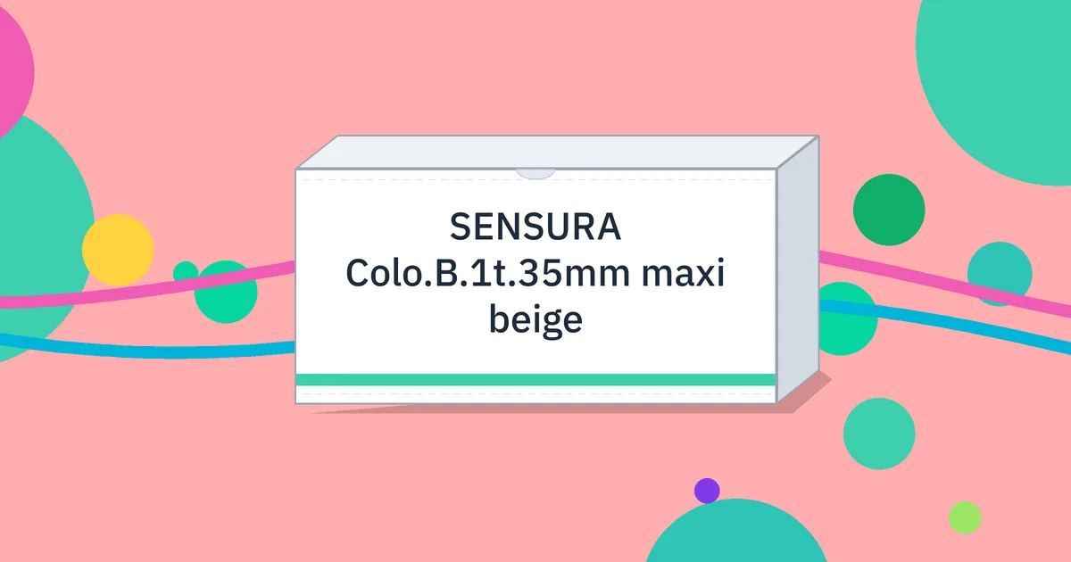 Symbolbild: Packung mit der Aufschrift SENSURA Colo.B.1t.35mm maxi beige (PZN 03029381) – Verfügbarkeit und Bezug in Apotheken in Frankfurt am Main