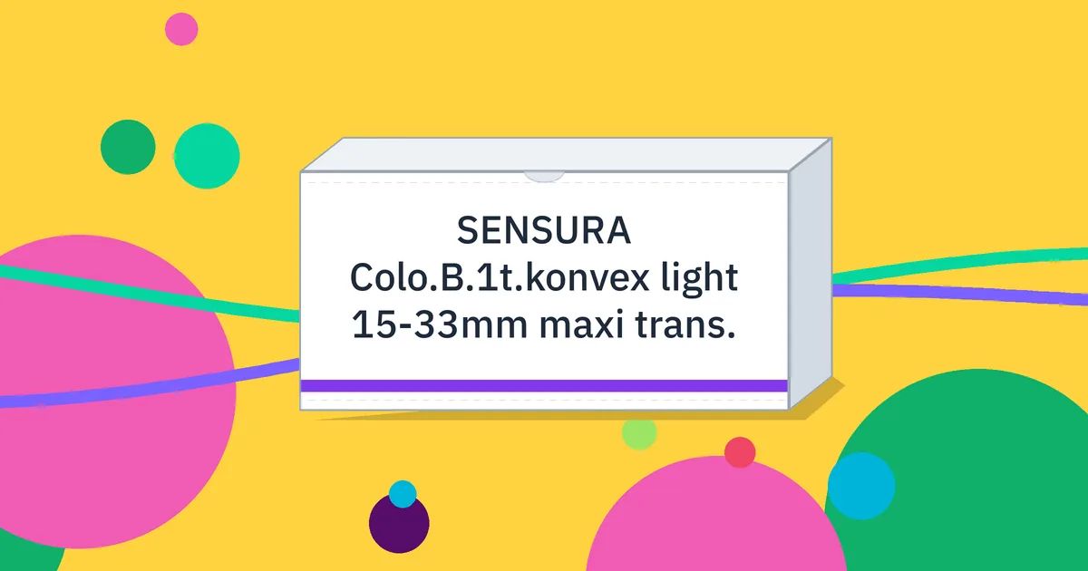 Symbolbild: Packung mit der Aufschrift SENSURA Colo.B.1t.konvex light 15-33mm maxi trans. (PZN 00827076) – Verfügbarkeit und Bezug in Apotheken in Frankfurt am Main