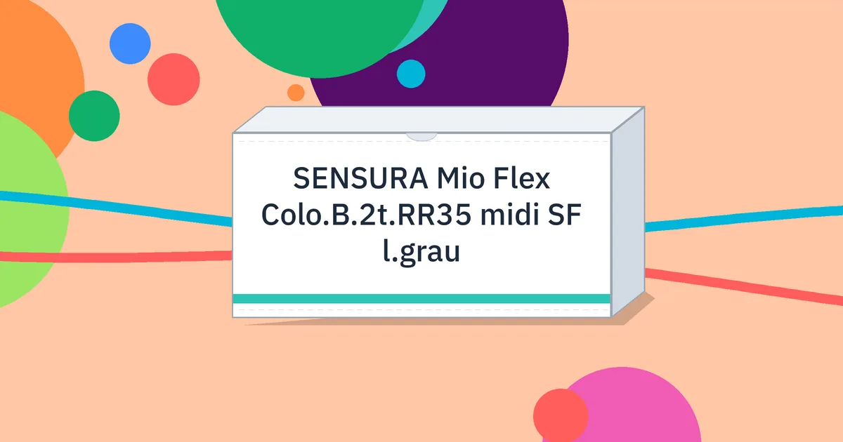 Symbolbild: Packung mit der Aufschrift SENSURA Mio Flex Colo.B.2t.RR35 midi SF l.grau (PZN 10202070) – Verfügbarkeit und Bezug in Apotheken in Frankfurt am Main