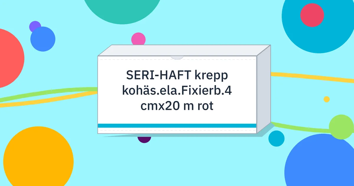 Symbolbild: Packung mit der Aufschrift SERI-HAFT krepp kohäs.ela.Fixierb.4 cmx20 m rot (PZN 20845886) – Verfügbarkeit und Bezug in Apotheken in Frankfurt am Main